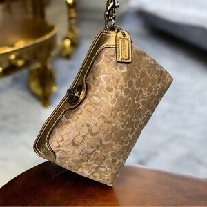 Coach | Bags | Coach Gold Metallic 2piece Turnlock Mini Bag Coin Purse ...